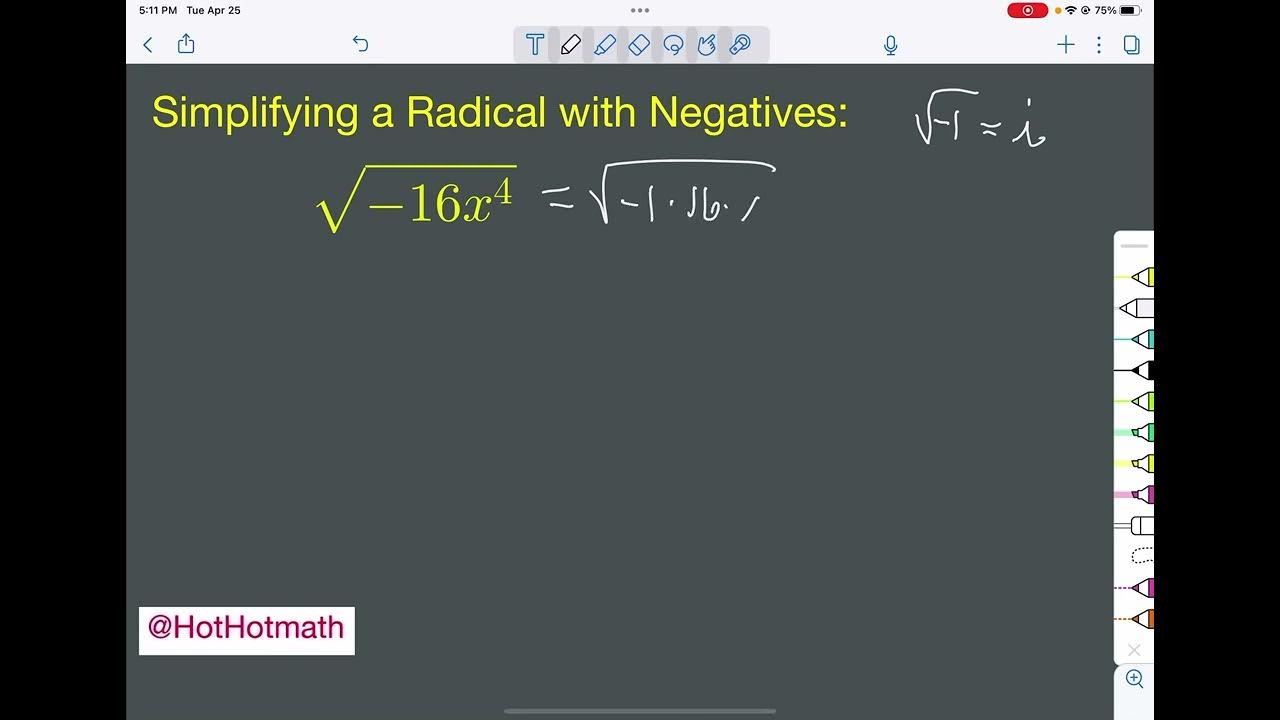 Simplify Radicals Containing a Negative - YouTube