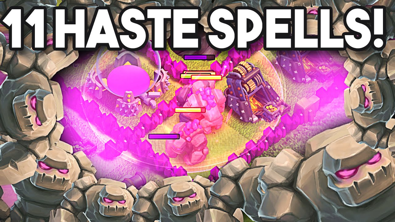 Clash of Clans - MAX GOLEMS AND HASTE SPELLS - Rushed Get Crushed ...