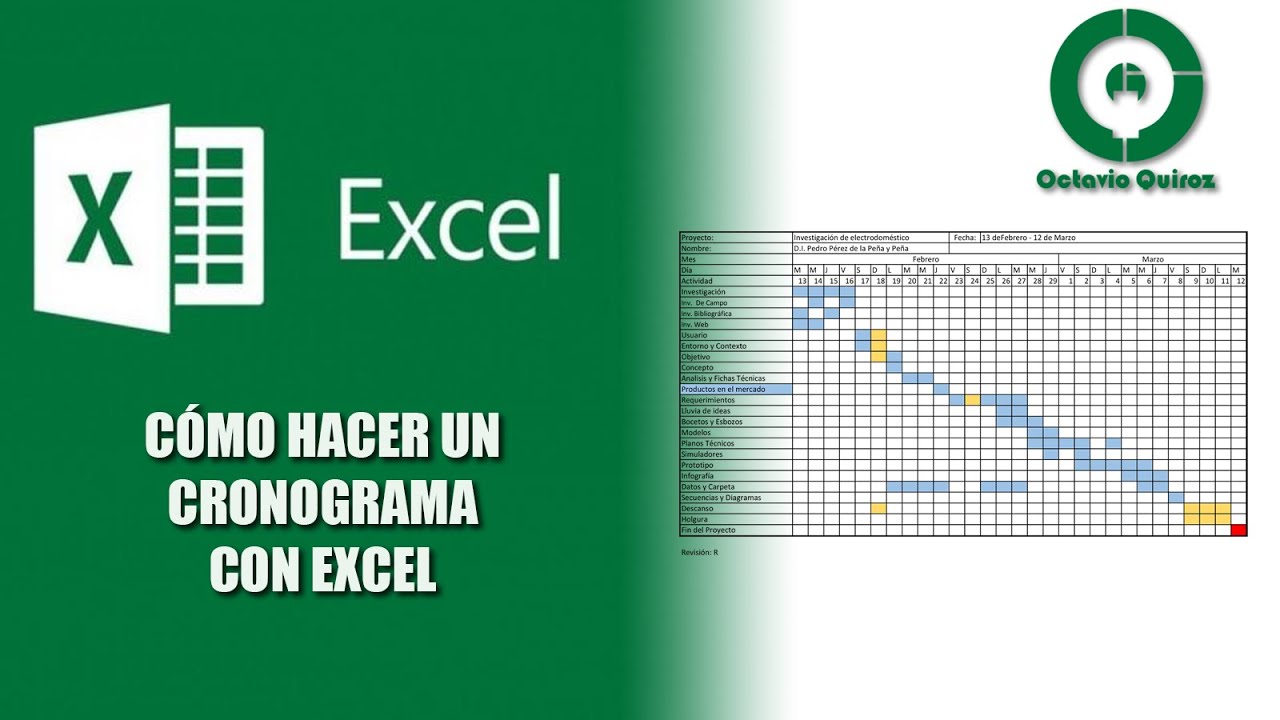 ¿Cómo hacer un Cronograma de Diseño con Excel? - YouTube