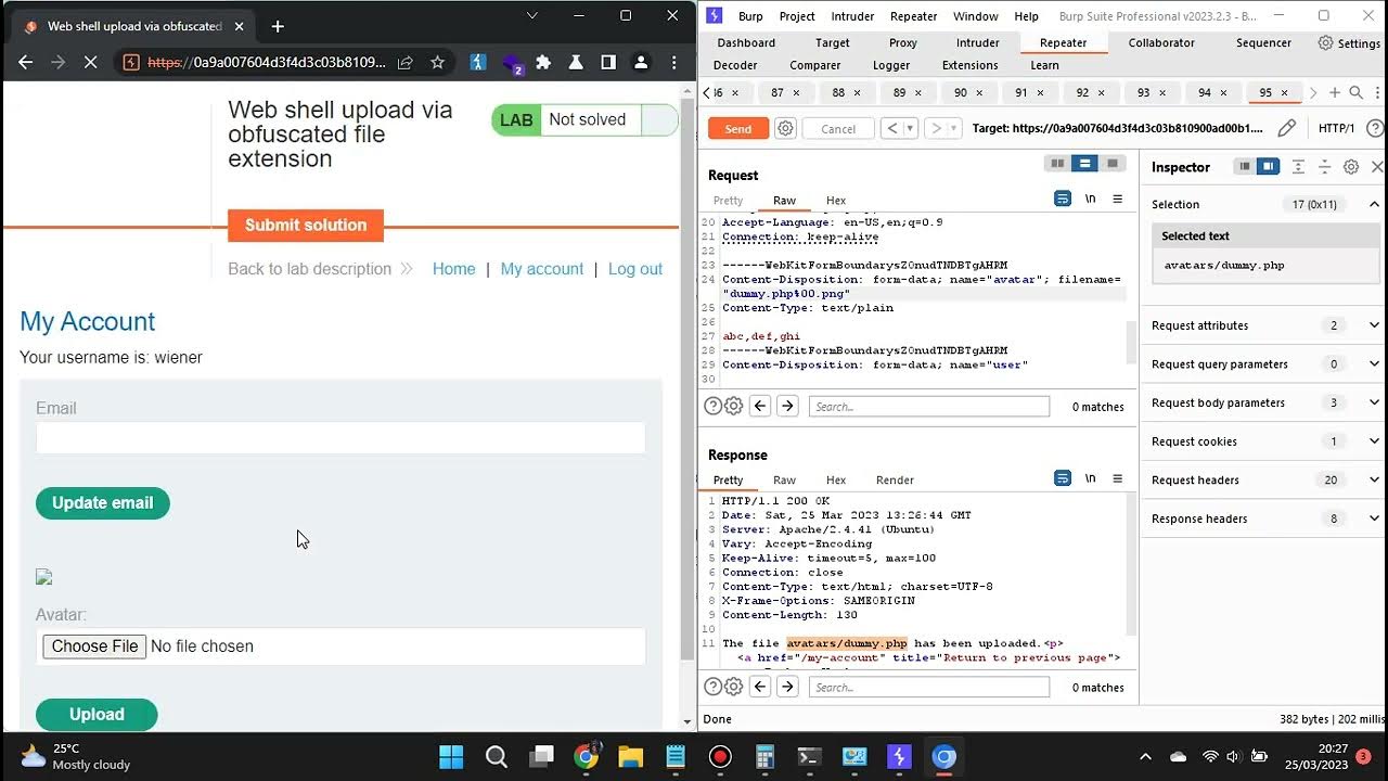 Portswigger Lab: Web shell upload via obfuscated file extension - YouTube