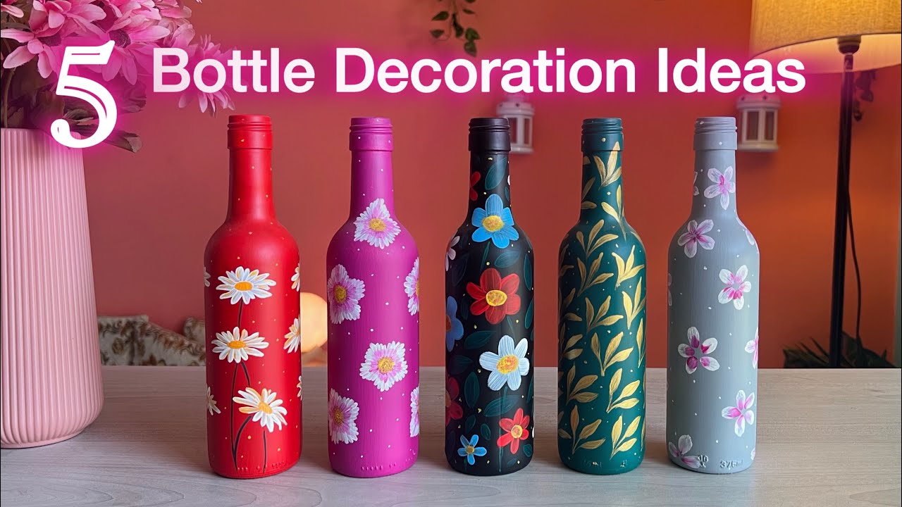 DIY Bottle Art | Simple Glass Bottle Painting Ideas | Easy Bottle Art ...