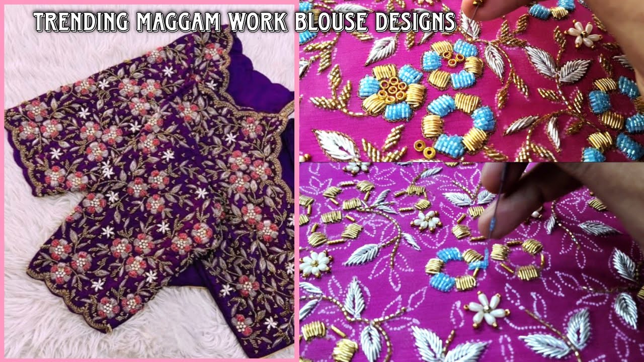 TRENDING MAGGAM WORK || Step By Step Stitching || Nehar maggam work ...