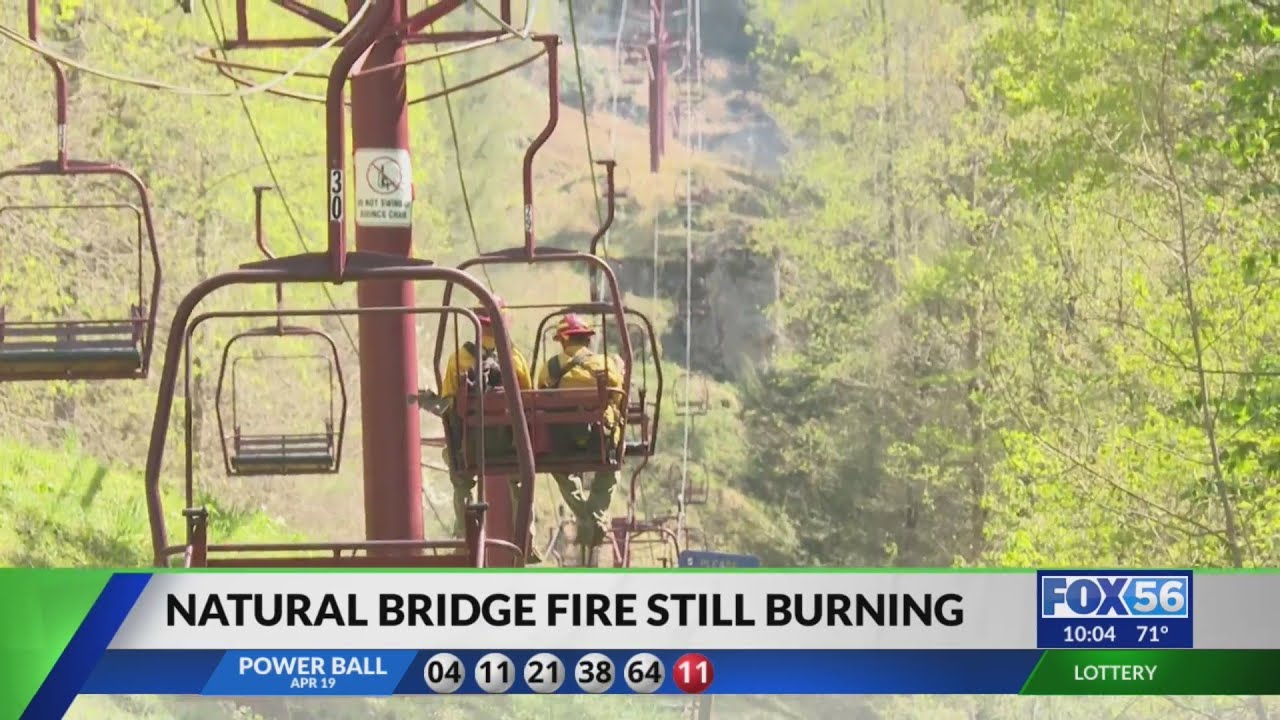 Natural Bridge fire continues to burn in Kentucky - YouTube