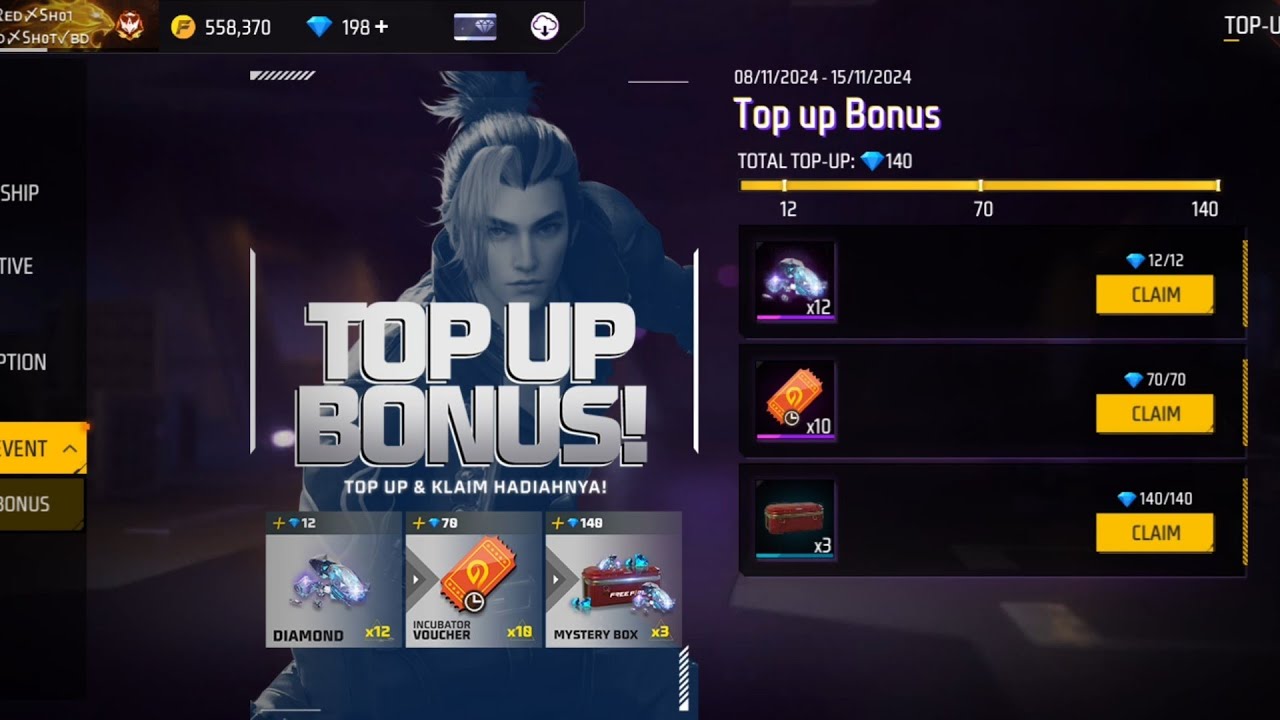 Indonesia server 140 Diamond Top-up Reward | Top-up Event November 2024 - YouTube