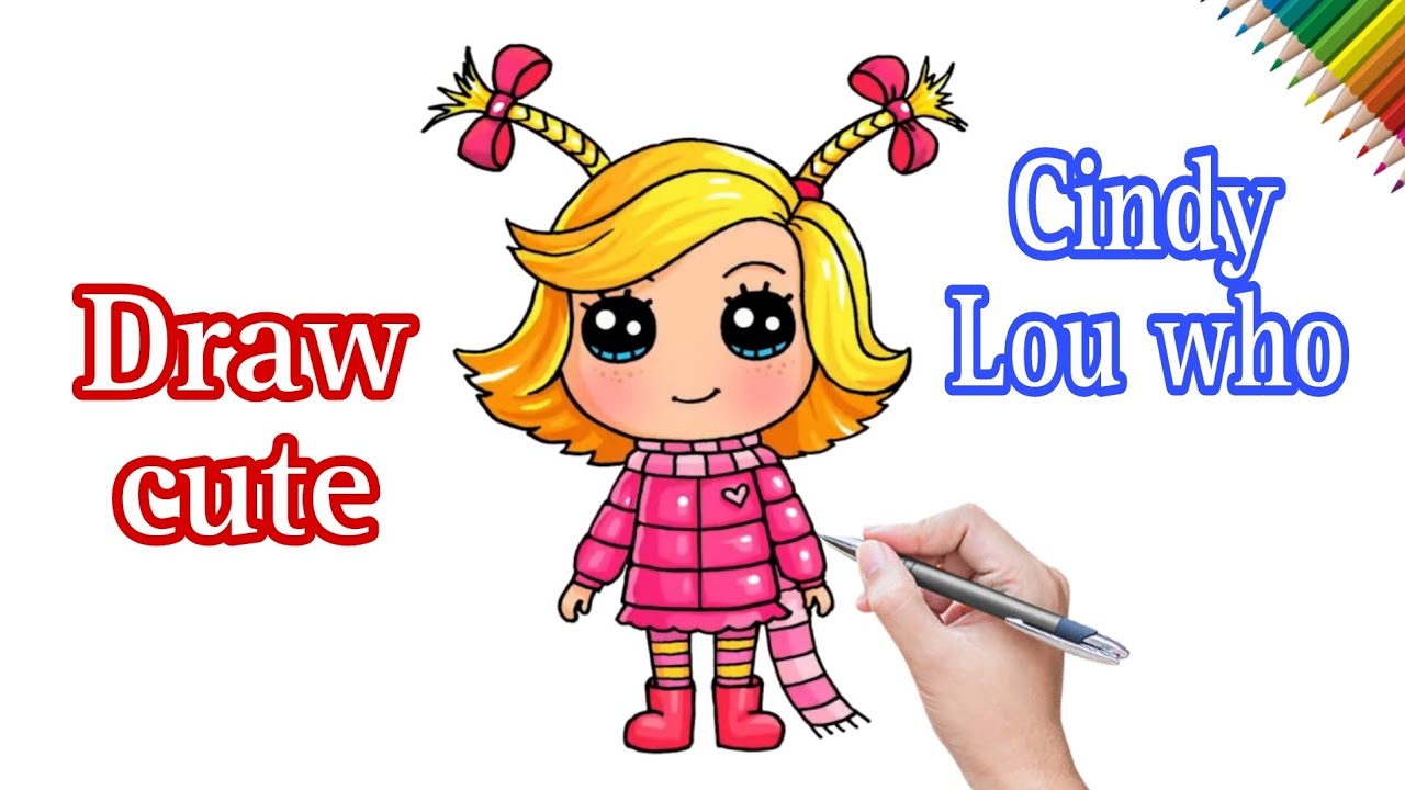 How To Draw A Cute CINDY LOU WHO Clipart,To Draw step by step, DL cute ...