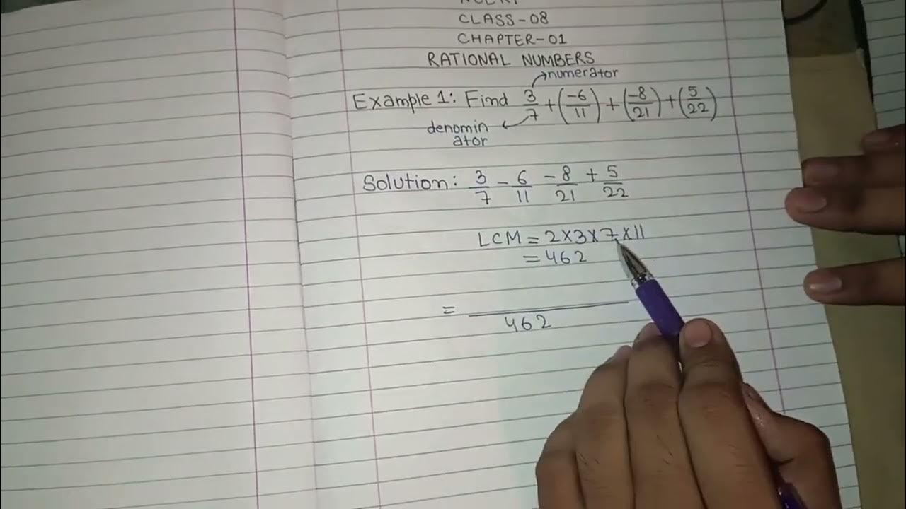 NCERT Mathematics Class 8 Rational Numbers Chapter 1 Example 1 Solution - YouTube