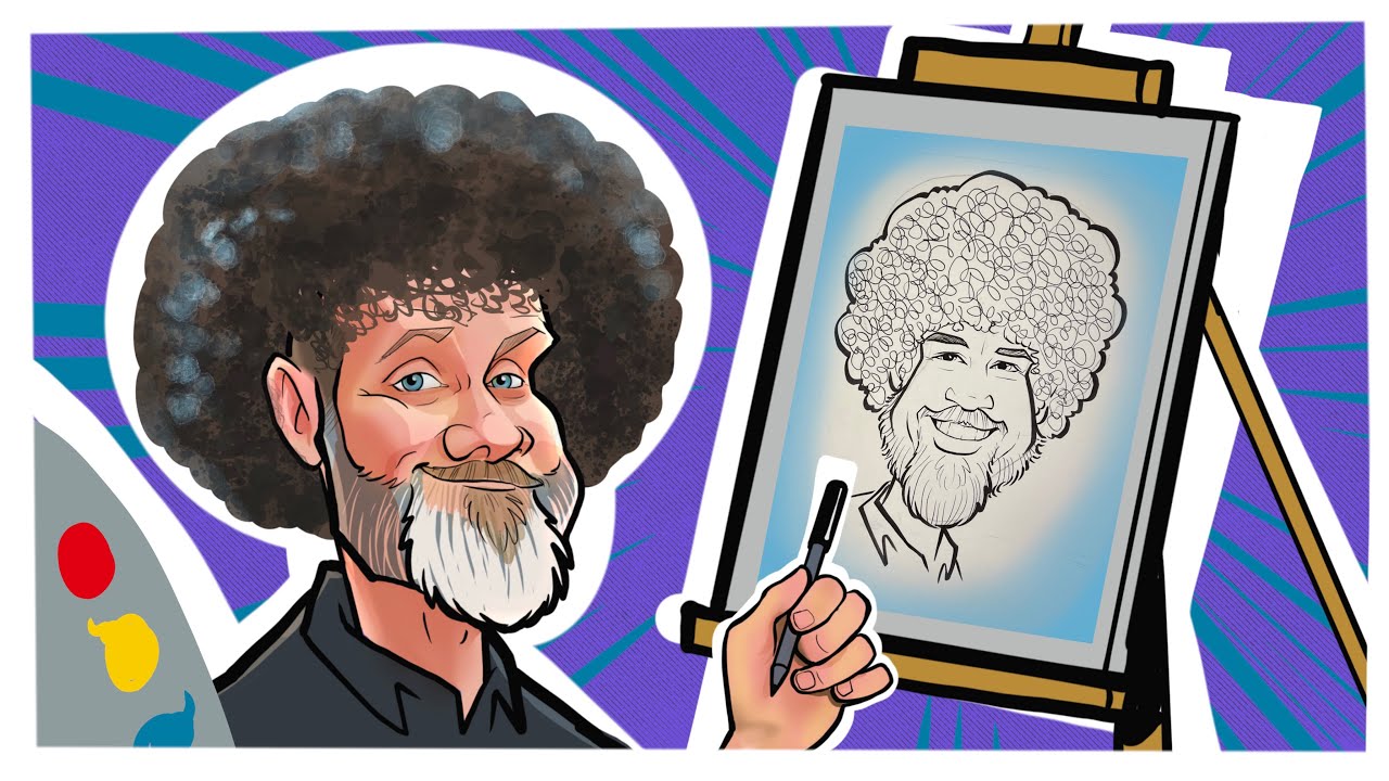 Drawing a Caricature Of Bob Ross - YouTube