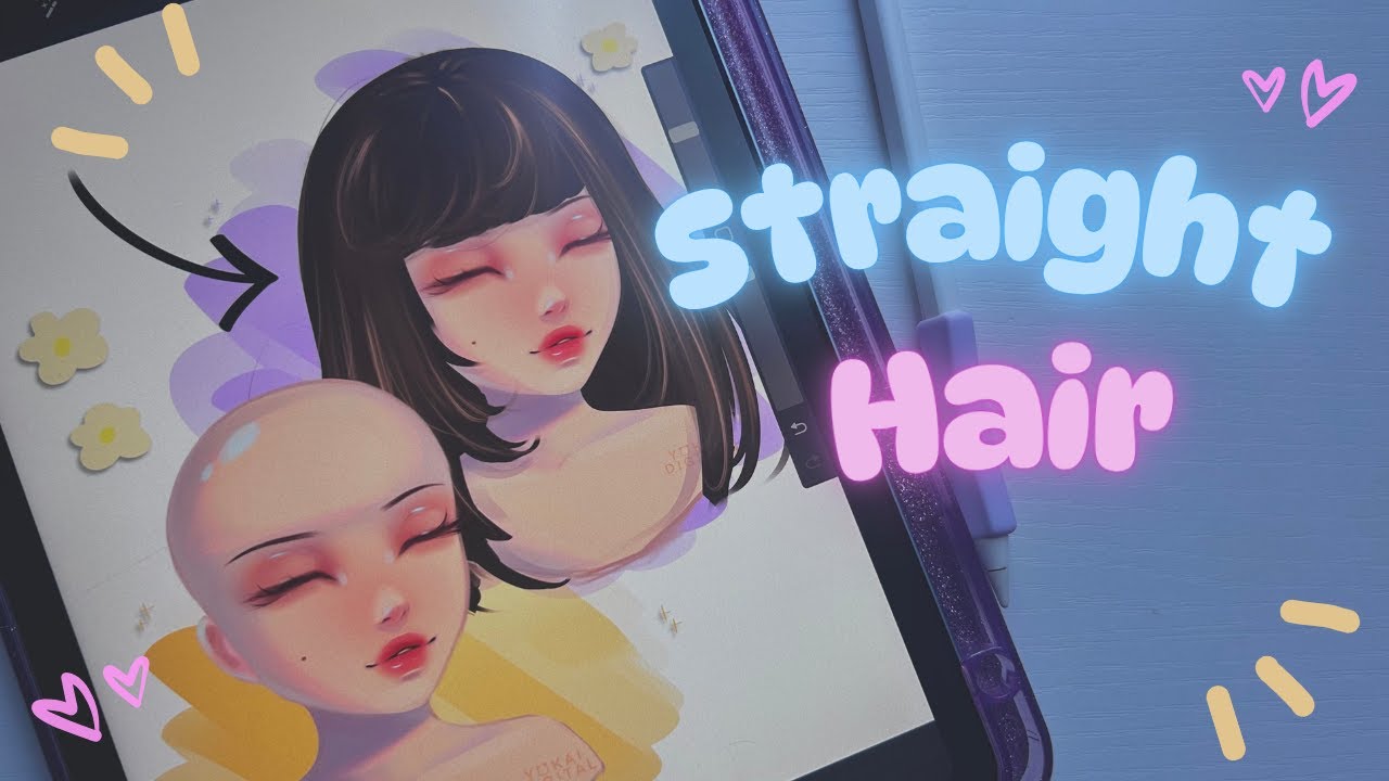 How to draw straight hair - YouTube