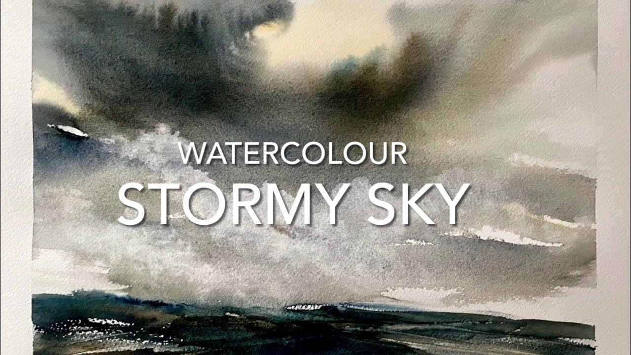 Loose WATERCOLOR STORMY SKY, Atmospheric ABSTRACT LANDSCAPE Watercolor ...