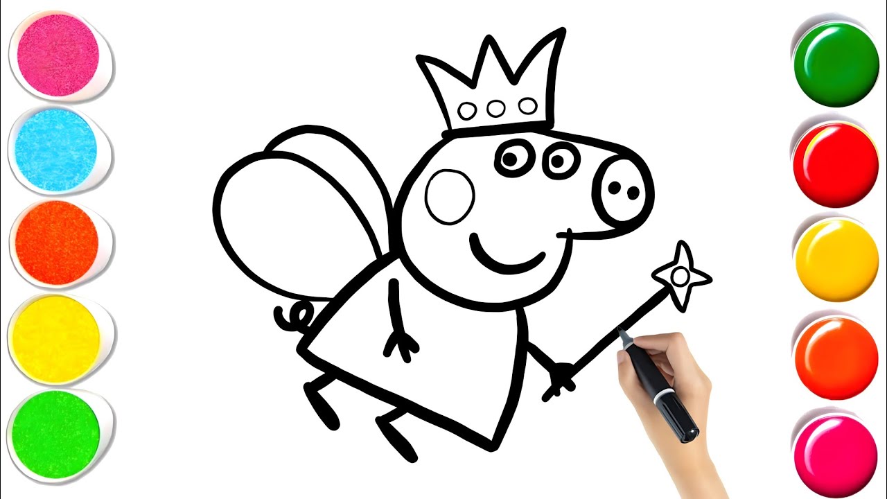 Drawing, Painting and Colouring Peppa Pig for kids and toddlers || ABCD ...