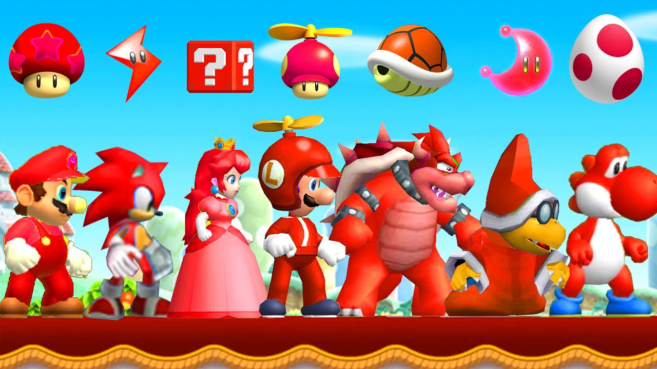 What happens if Super Mario Allstars use All New Red Power-Ups - YouTube