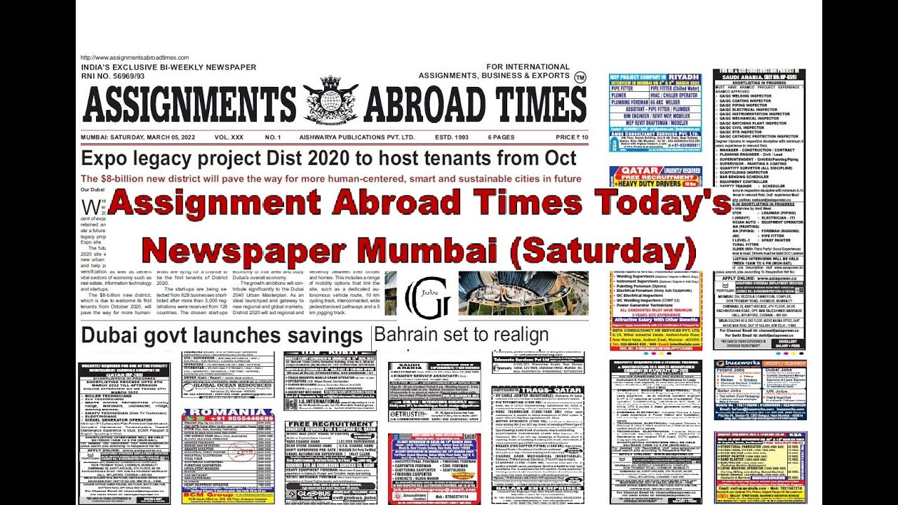 05 March 2022, Assignment abroad times today's newspaper mumbai ...