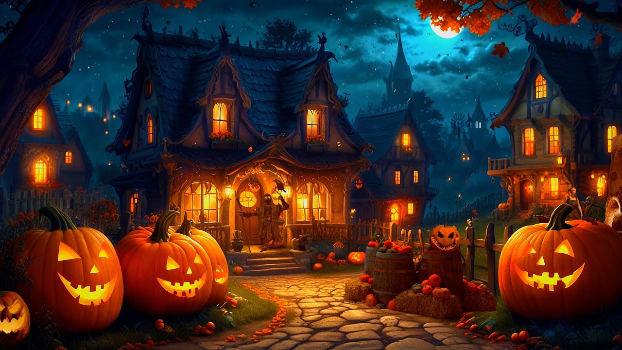 Cozy Autumn Village Halloween Ambience - Spooky Autumn Night Sounds ...
