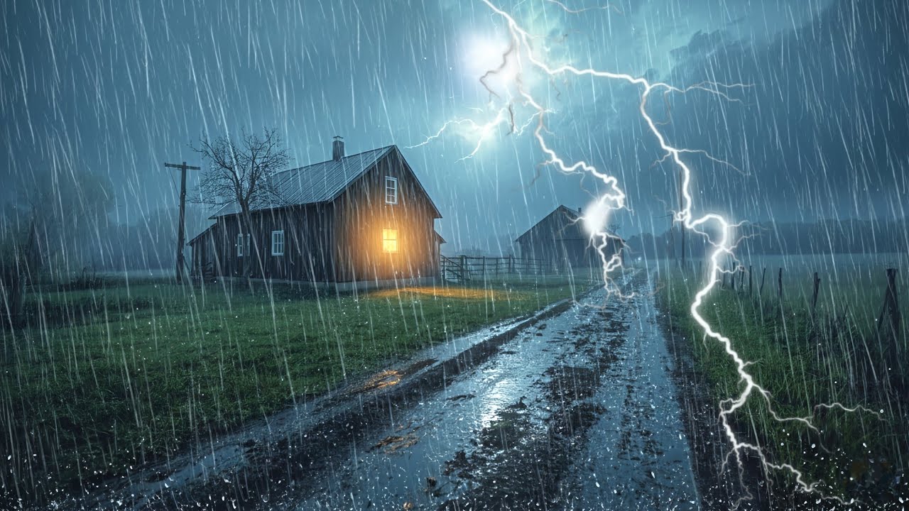 Powerful Thunder & Pouring Rain ⛈️ Realistic Storm Ambience for Calm ...