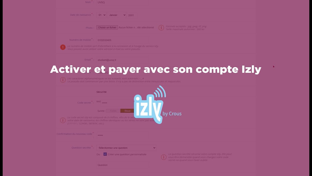 Activer son compte et payer avec Izly - YouTube