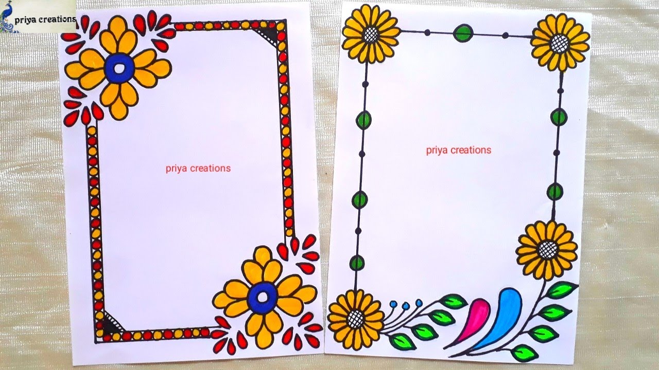 flower border design | Border Design for Project😍💯Project Work Designs ...