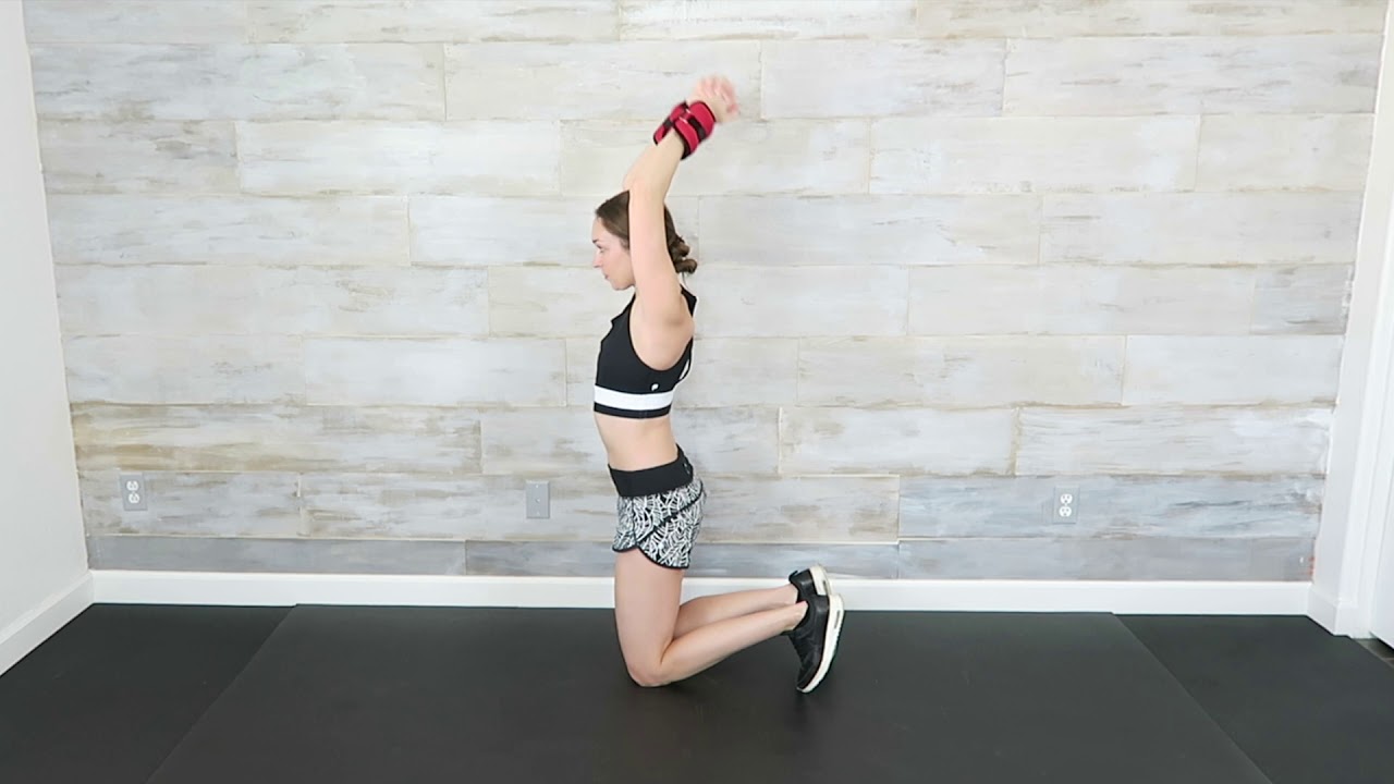 Kneeling wrist weight overhead tricep extension - YouTube