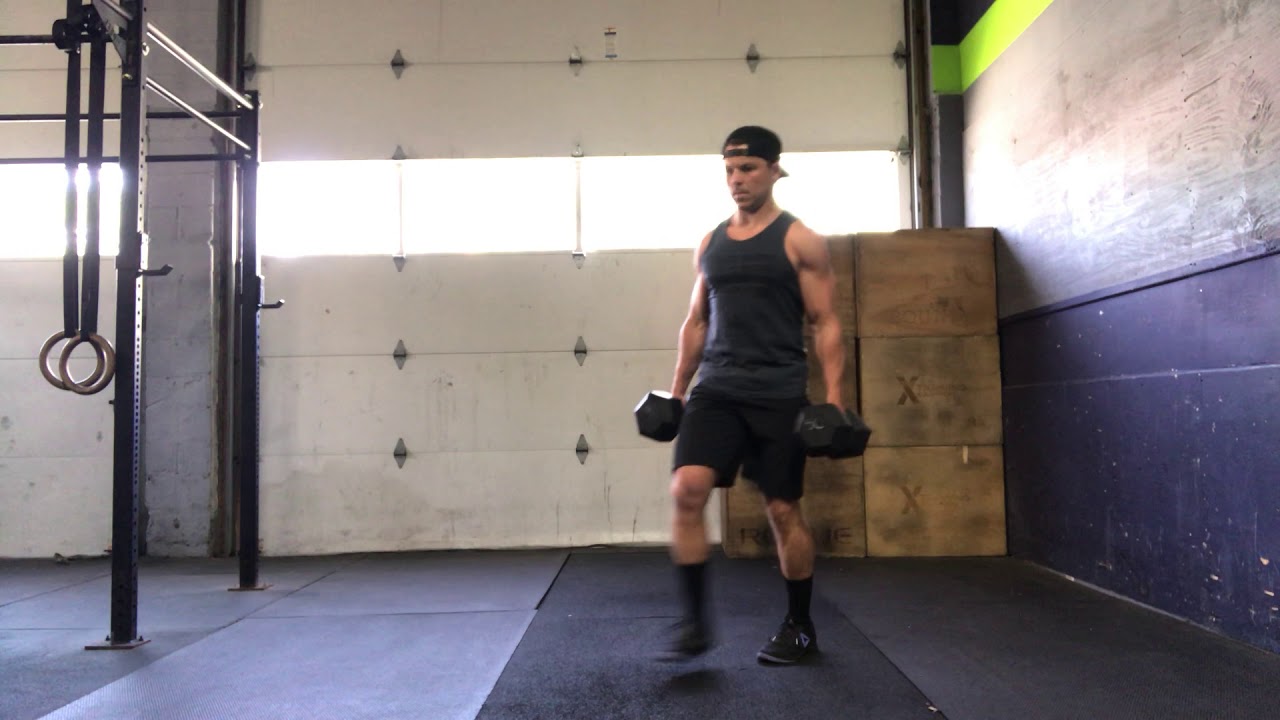 DB Walking Lunges (suitcase style) - YouTube