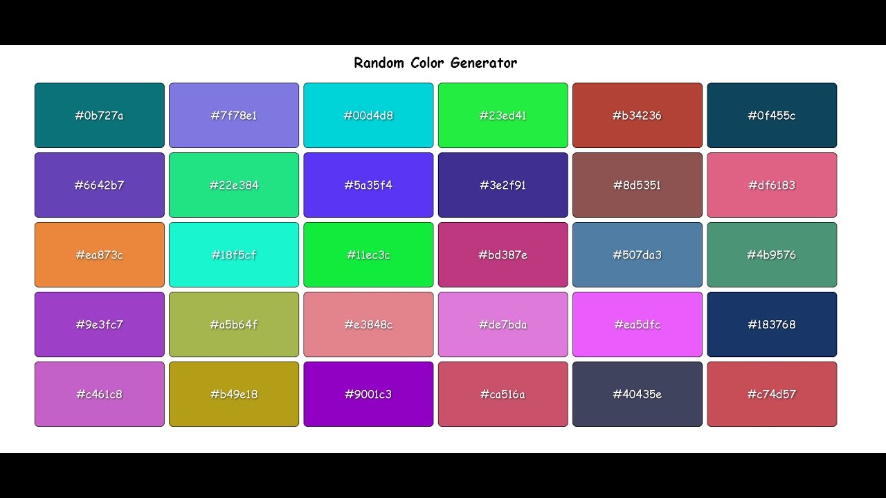 Generador de Colores Aleatorios usando HTML, CSS y JAVASCARIPT - YouTube