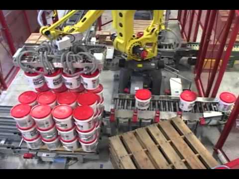 Palletering af spande og kasser - VestTech Automation