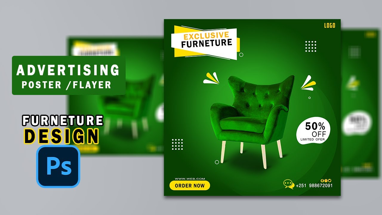 Advertising poster / flayer Furenture design tutorial - YouTube