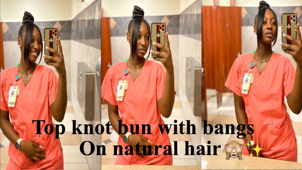 TOP KNOT BUN WITH BANGS | SHANTA MARIEE - YouTube