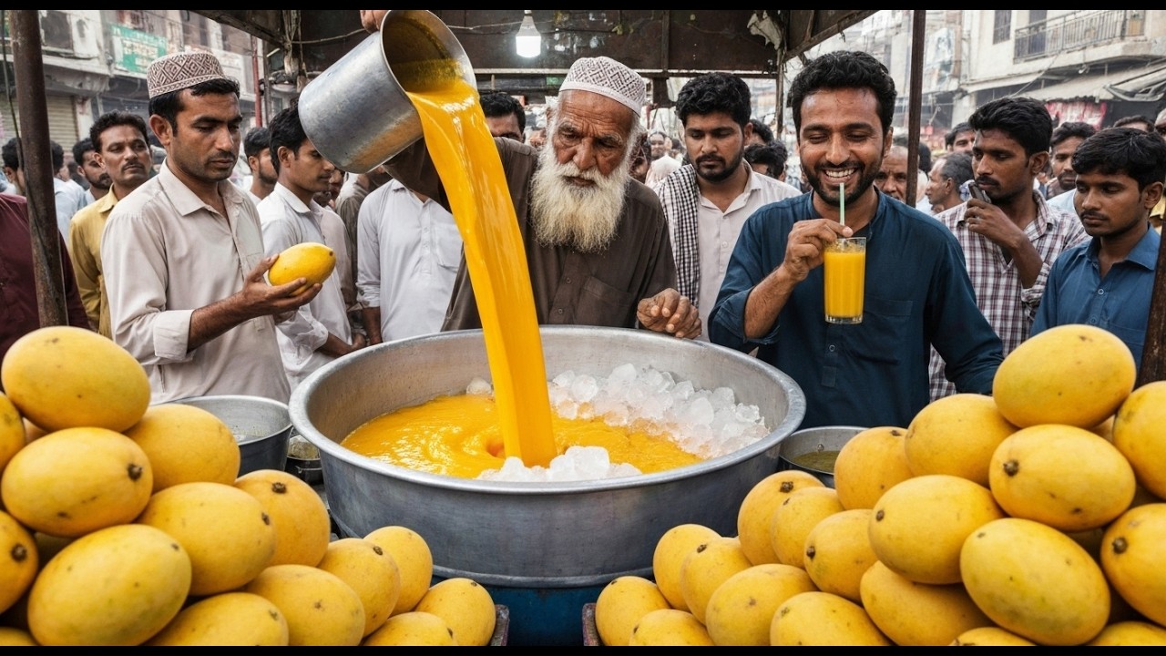 Hardworking Old Man Making Mango Juice 🥭 Roadside Vendor Selling Mango ...