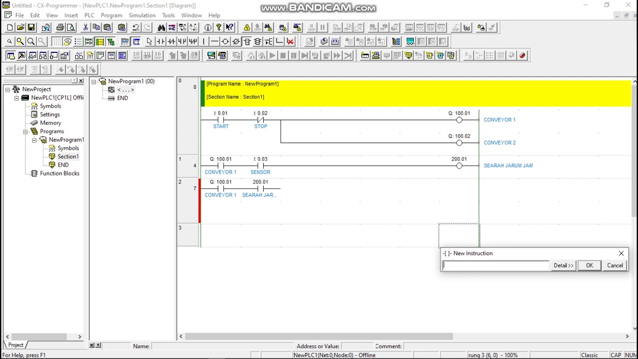 DIAGRAM LADDER CONVEYOR || MENGGUNAKAN APLIKASI CX ONE - YouTube