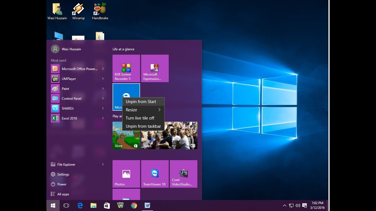 How to Pin and Unpin Apps in Windows 10 Start Menu - YouTube