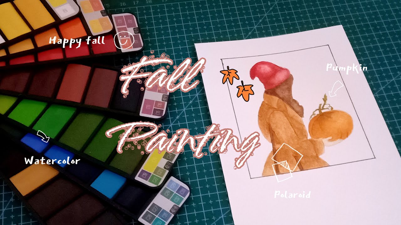 A girl with pumpkin fall watercolor painting 🍁 | Mrs Artist - YouTube