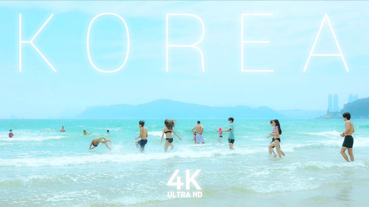 4K KOREA WALK - The most famous beach in Korea, Haeundae / Wave Sound ...