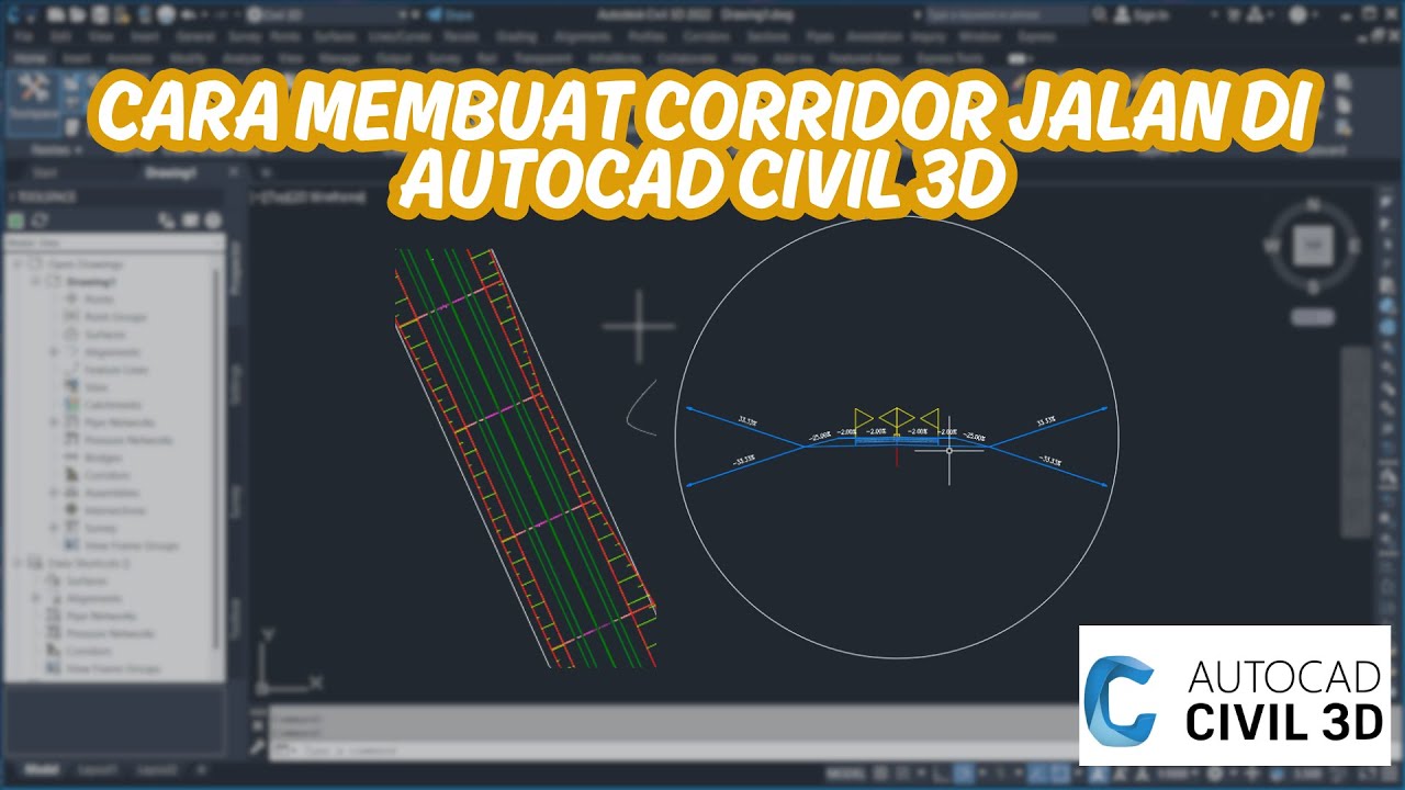 CARA MEMBUAT CORRIDOR JALAN - AUTOCAD CIVIL 3D 2022 - YouTube