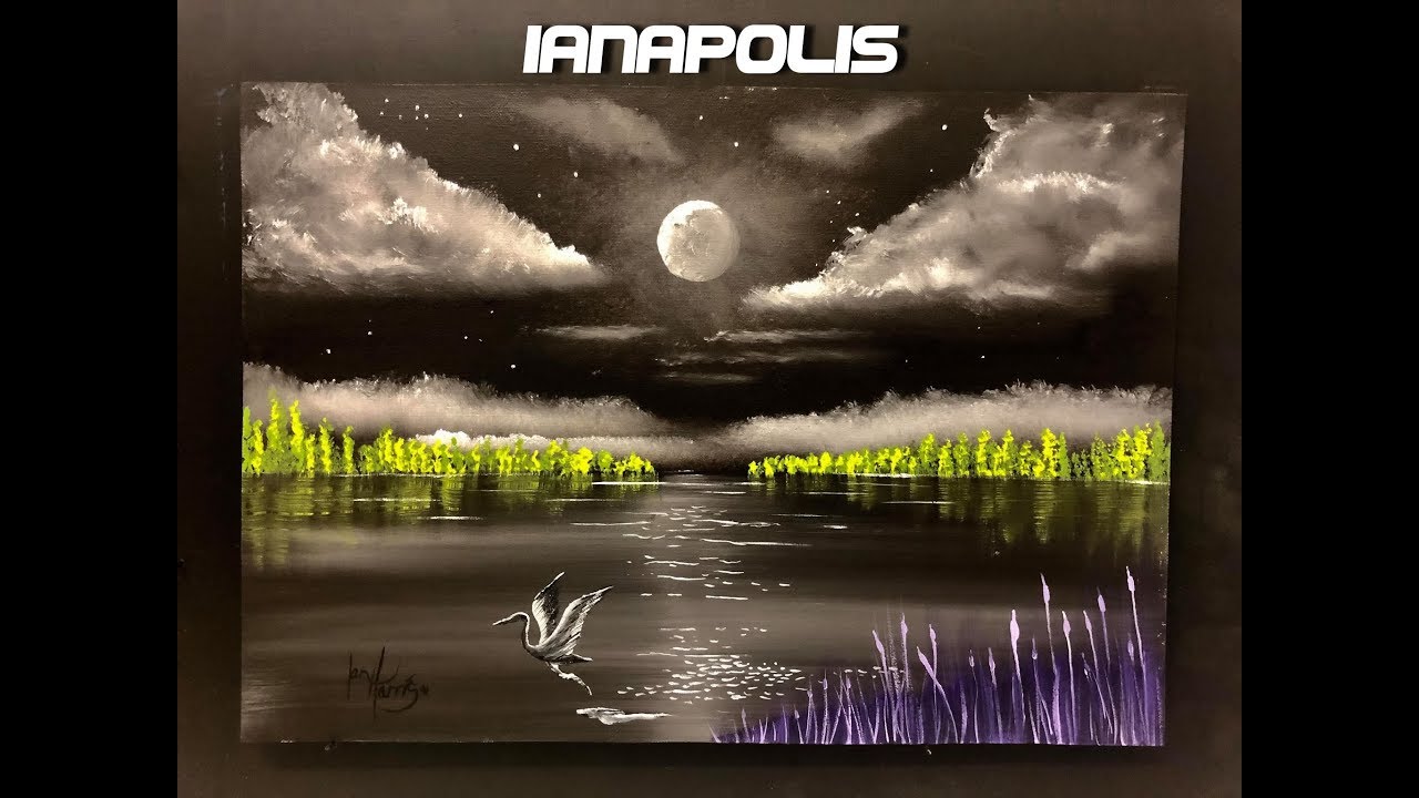 #239 How to paint a water night scene - YouTube