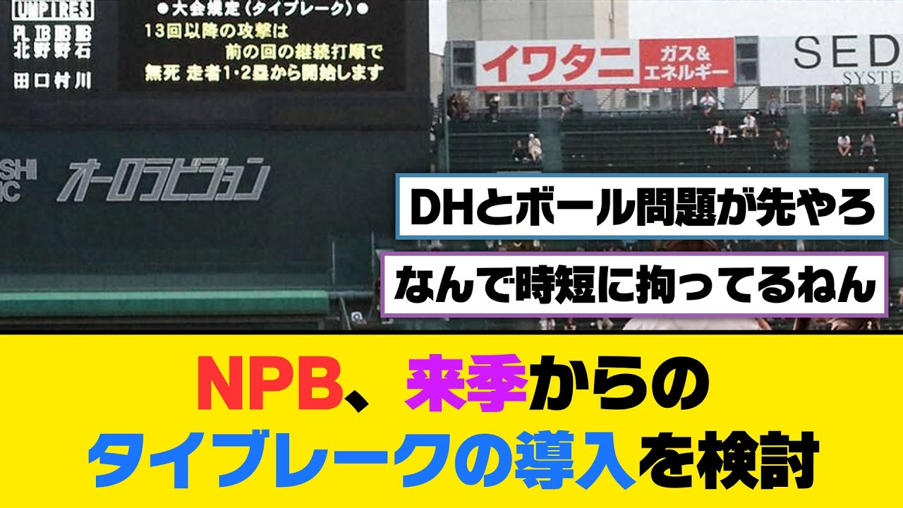 NPB、来季からのタイブレークの導入を検討【5ch/2ch】【なんj/なんg】【反応集】 - YouTube