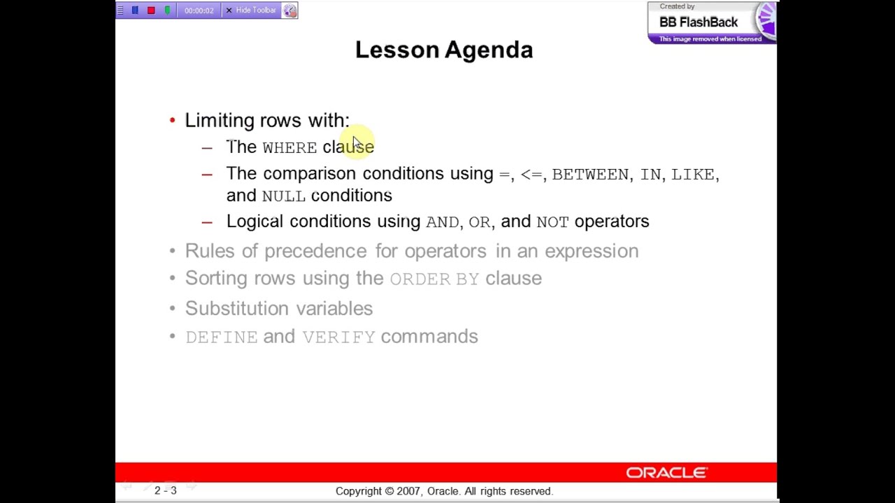 Sql Restricting And Sorting Data Youtube