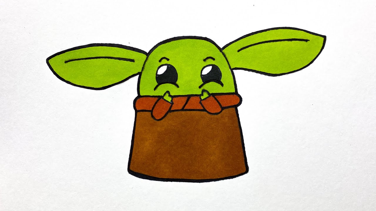 How To Draw Baby Yoda from Star Wars (Easy) - YouTube