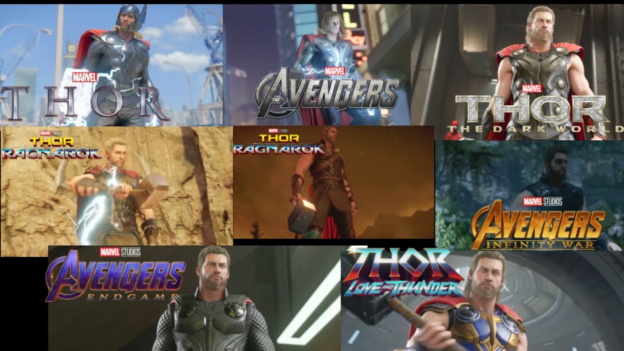 All Thor MCU Suits Gameplay and Showcase - Marvels Avengers Game - YouTube