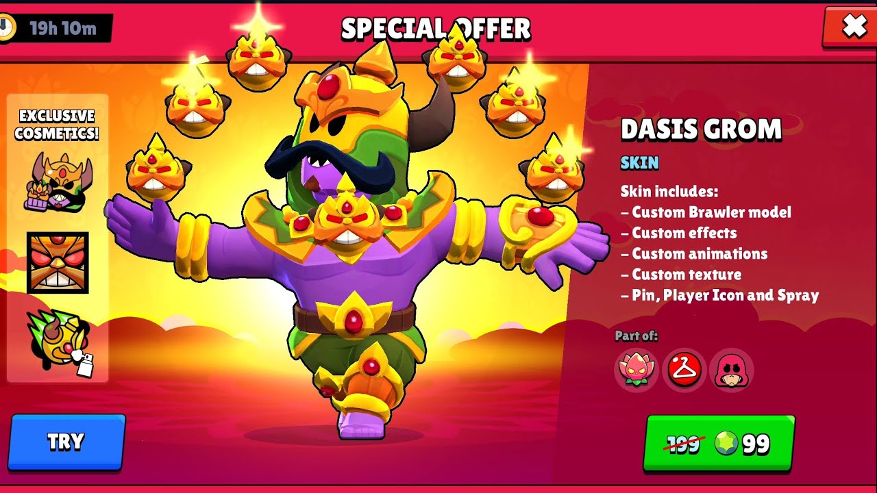 Dasis Grom Raavan Grom BrawlStars 99 Gems Unlock Buying - YouTube