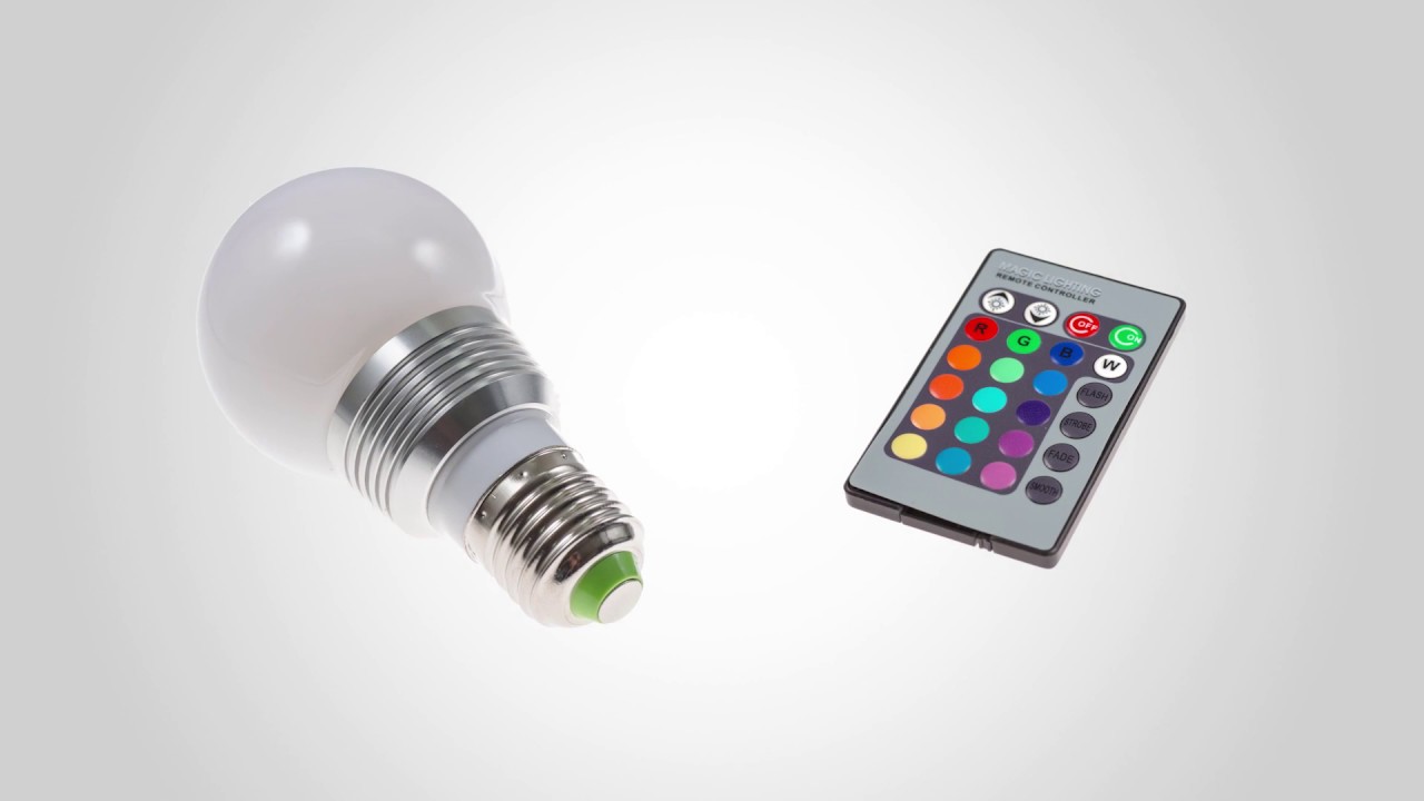 3 Watt RGB Light Bulb with Infrared Remote - YouTube