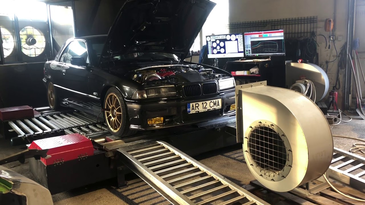 Bmw e36 cabrio 325i turbo on dyno firs run - YouTube