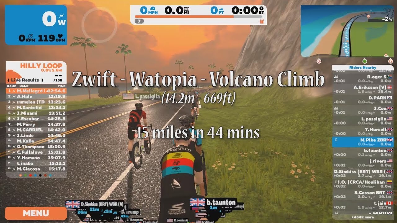 Zwift - Watopia - Volcano Climb (FULL COURSE) - YouTube