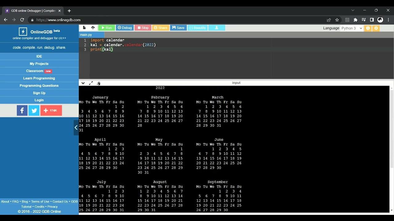 Menampilkan Kalender di python (3337210031_Fatwaraga Rafsanjani_Informatika) - YouTube