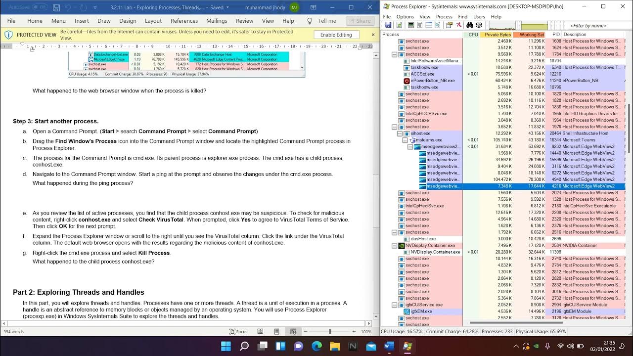 3 2 11 Lab Exploring Processes, Threads, Handles, and Windows Registry - YouTube