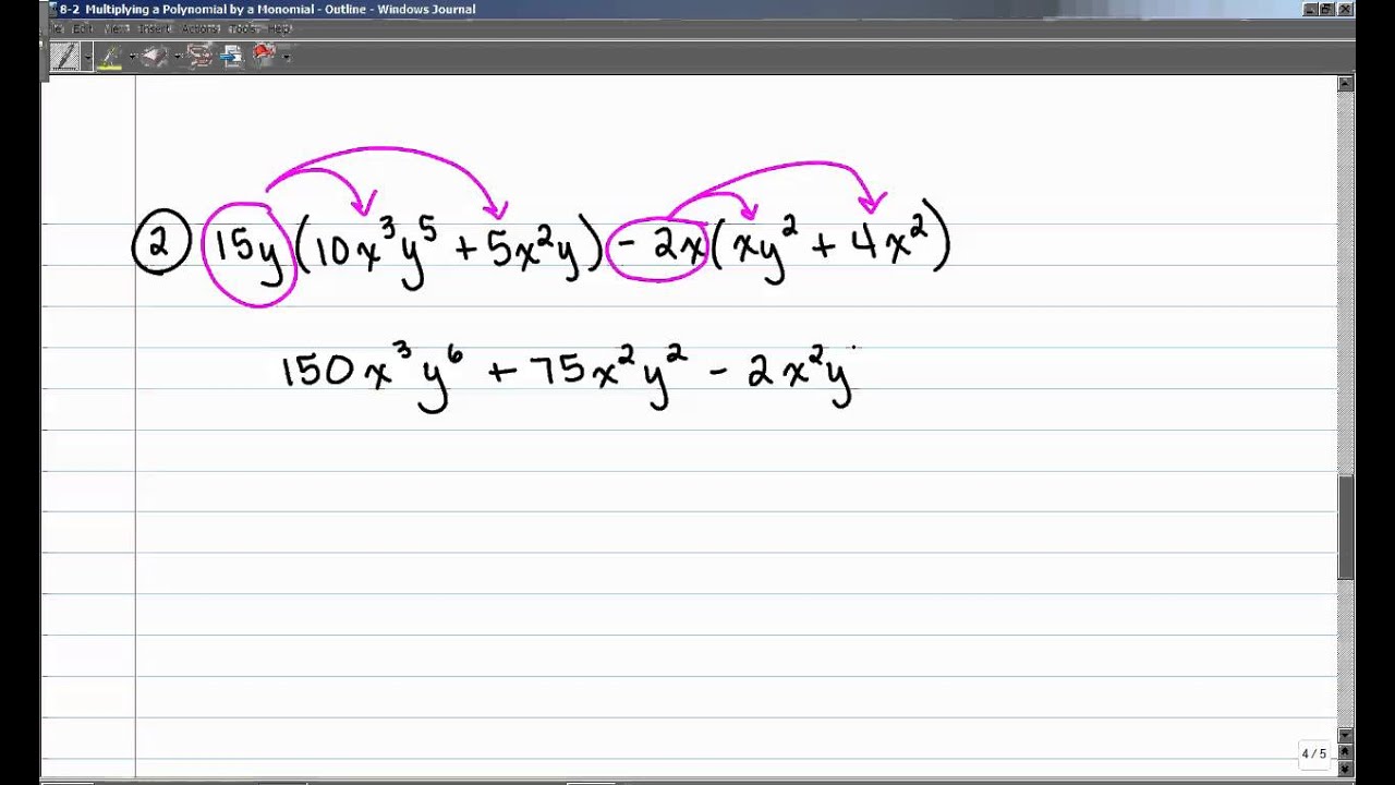 8-2 Multiplying a Polynomial by a Monomial - YouTube