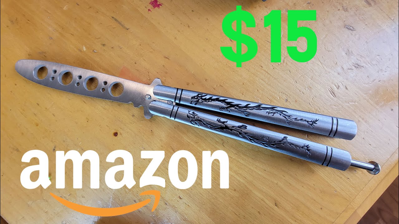 $15 Butterfly Knife Trainer from Amazon Unboxing and Review. Black ...