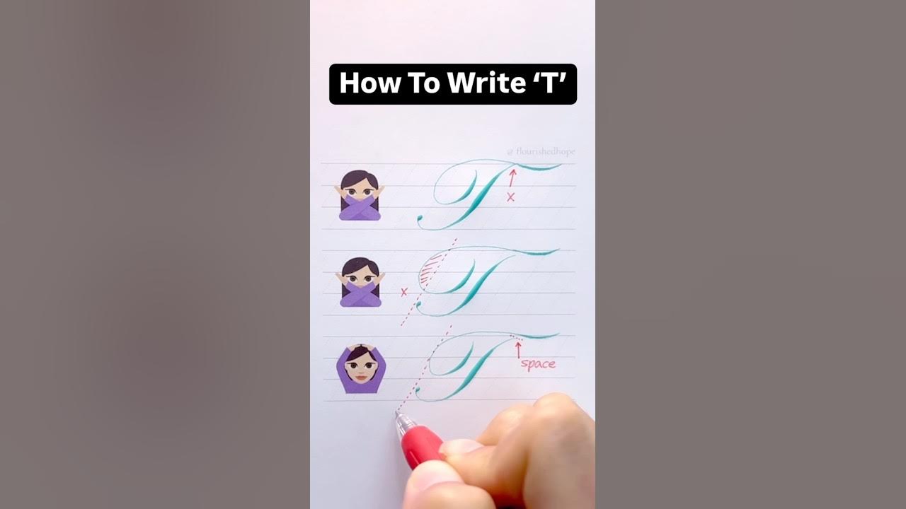 How To Write Uppercase Letter T in Calligraphy #pointedpencalligraphy # ...