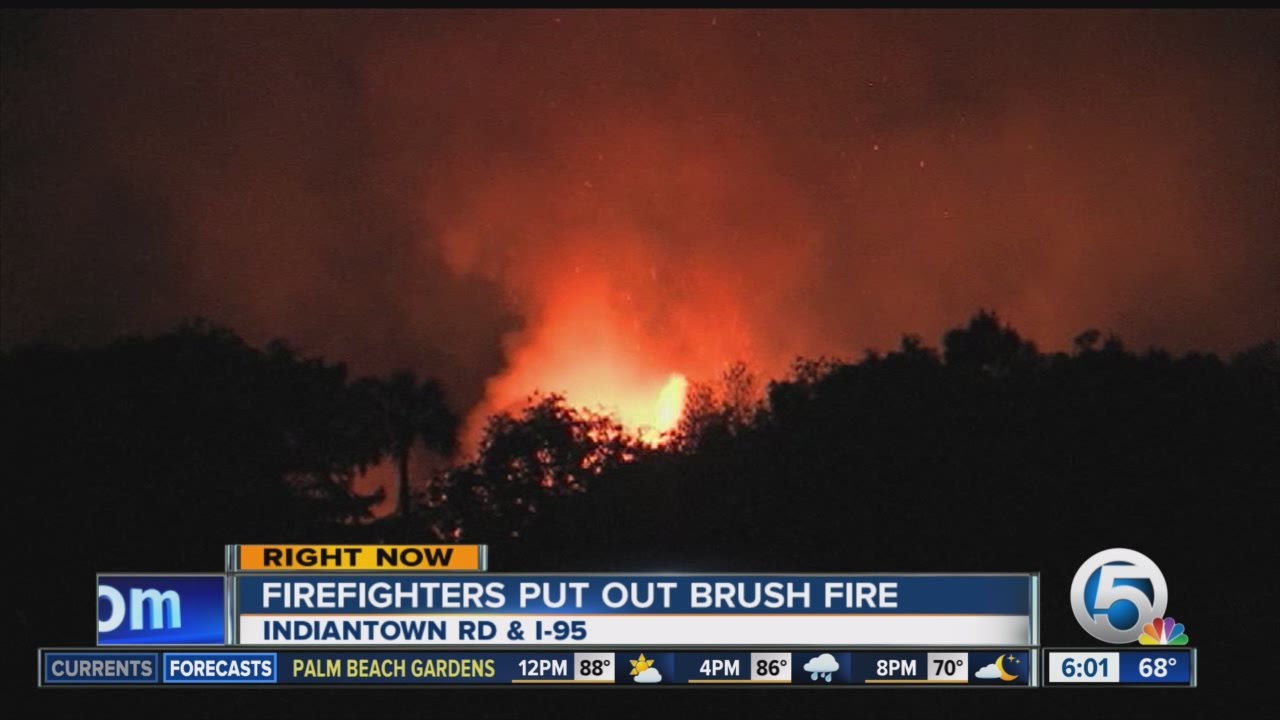 Brush fire contained in Jupiter - YouTube