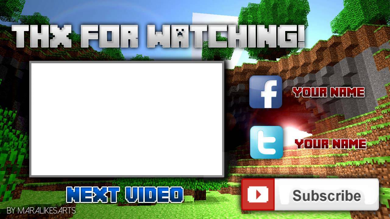 Free Outro Template #0006 - 2D | Paint.NET | PhotoShop | Camtasia ...