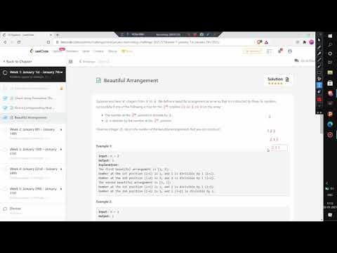 Beautiful Arrangement | Leetcode | January Leetcoding Challenge | Day 3 ...