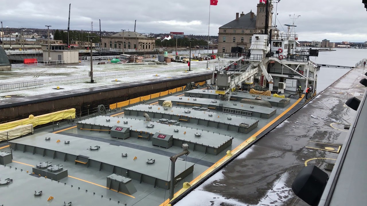 Great Lakes freighter Alpena at the soo Locks - YouTube